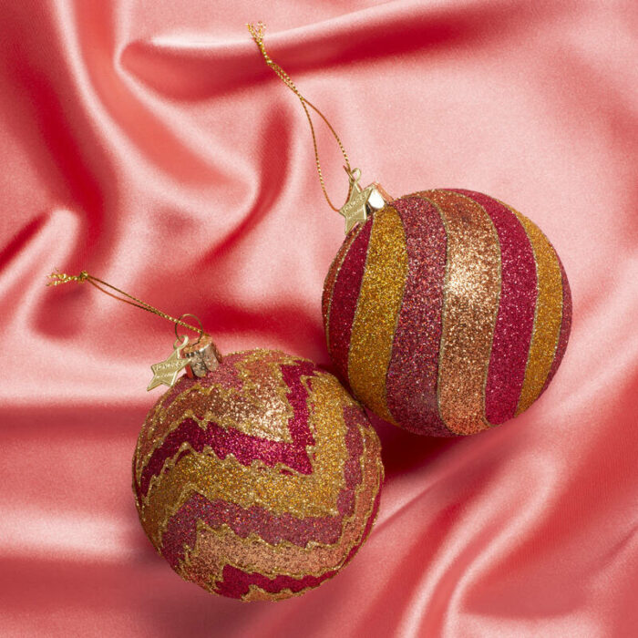 Julekule glitter gull/rosa - Backe i Grensen